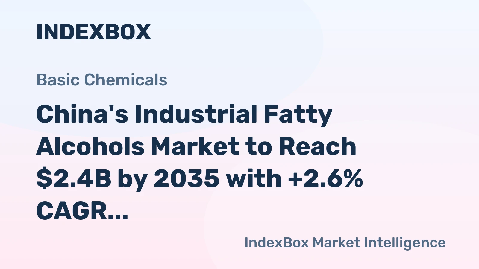 China's Industrial Fatty Alcohols Market to Reach $2.4B by 2035 with +2.6% CAGR