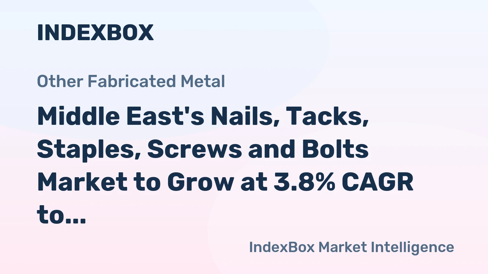 Middle East's Nails, Tacks, Staples, Screws and Bolts Market to Grow at 3.8% CAGR to Reach $4.6B by 2035