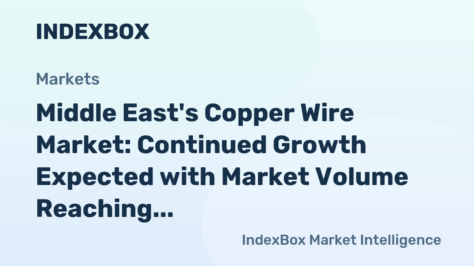 Middle East's Copper Wire Market: Continued Growth Expected with Market Volume Reaching 1.6M Tons and Market Value Reaching $18.9B by 2035