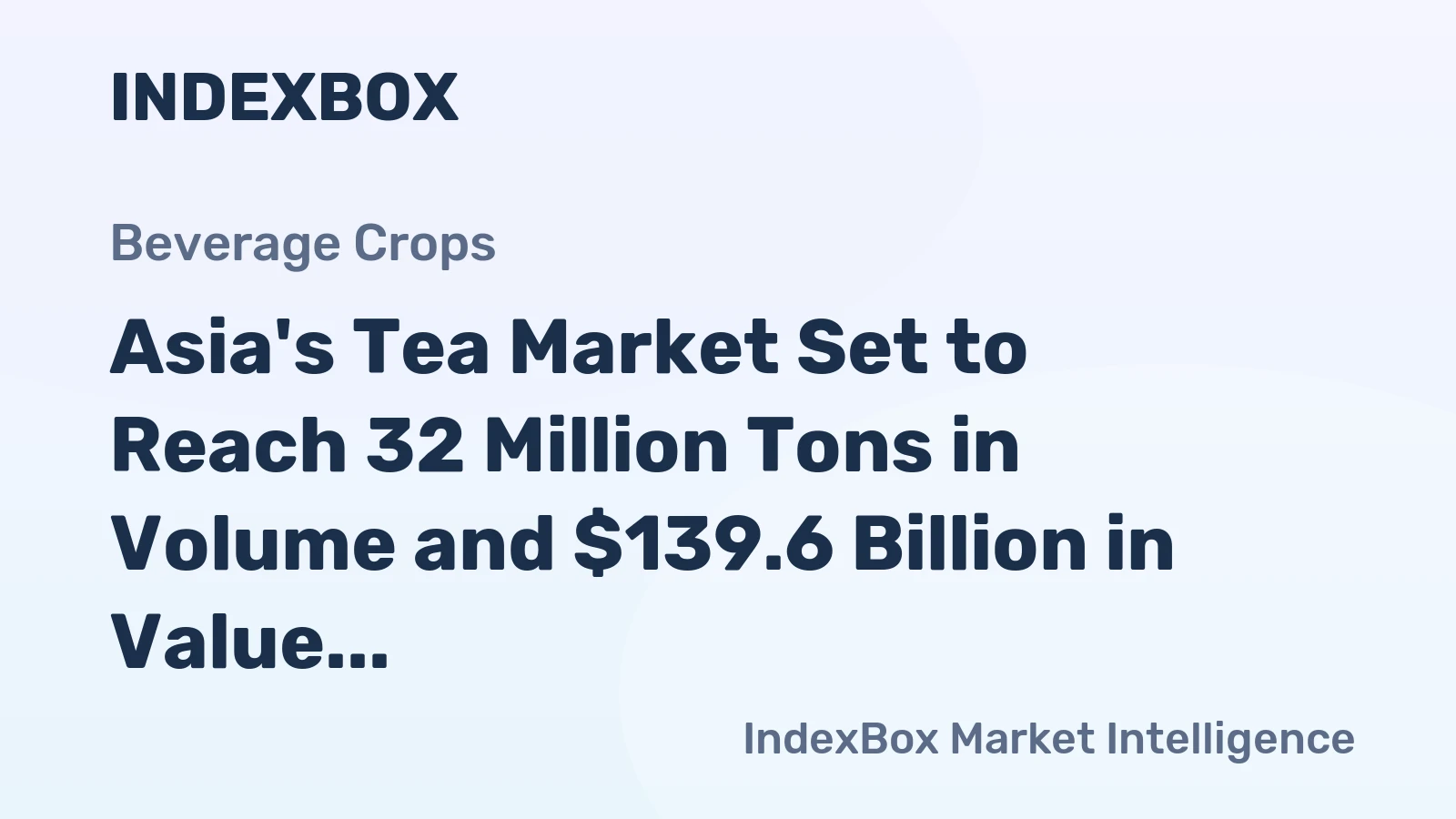 Asia's Tea Market Set to Reach 32 Million Tons in Volume and $139.6 Billion in Value by 2035