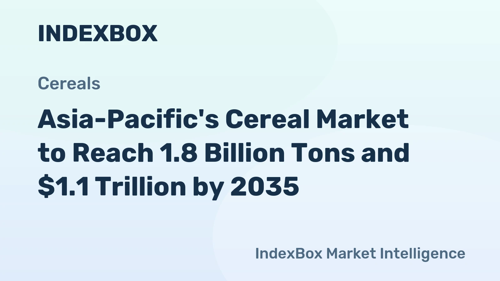 Asia-Pacific's Cereal Market to Reach 1.8 Billion Tons and $1.1 Trillion by 2035