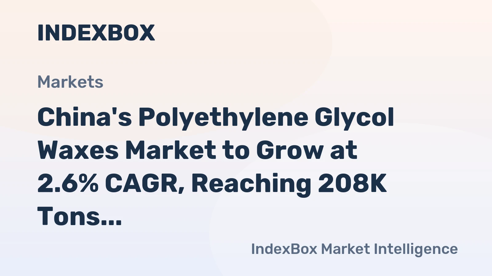 China's Polyethylene Glycol Waxes Market to Grow at 2.6% CAGR, Reaching 208K Tons by 2035