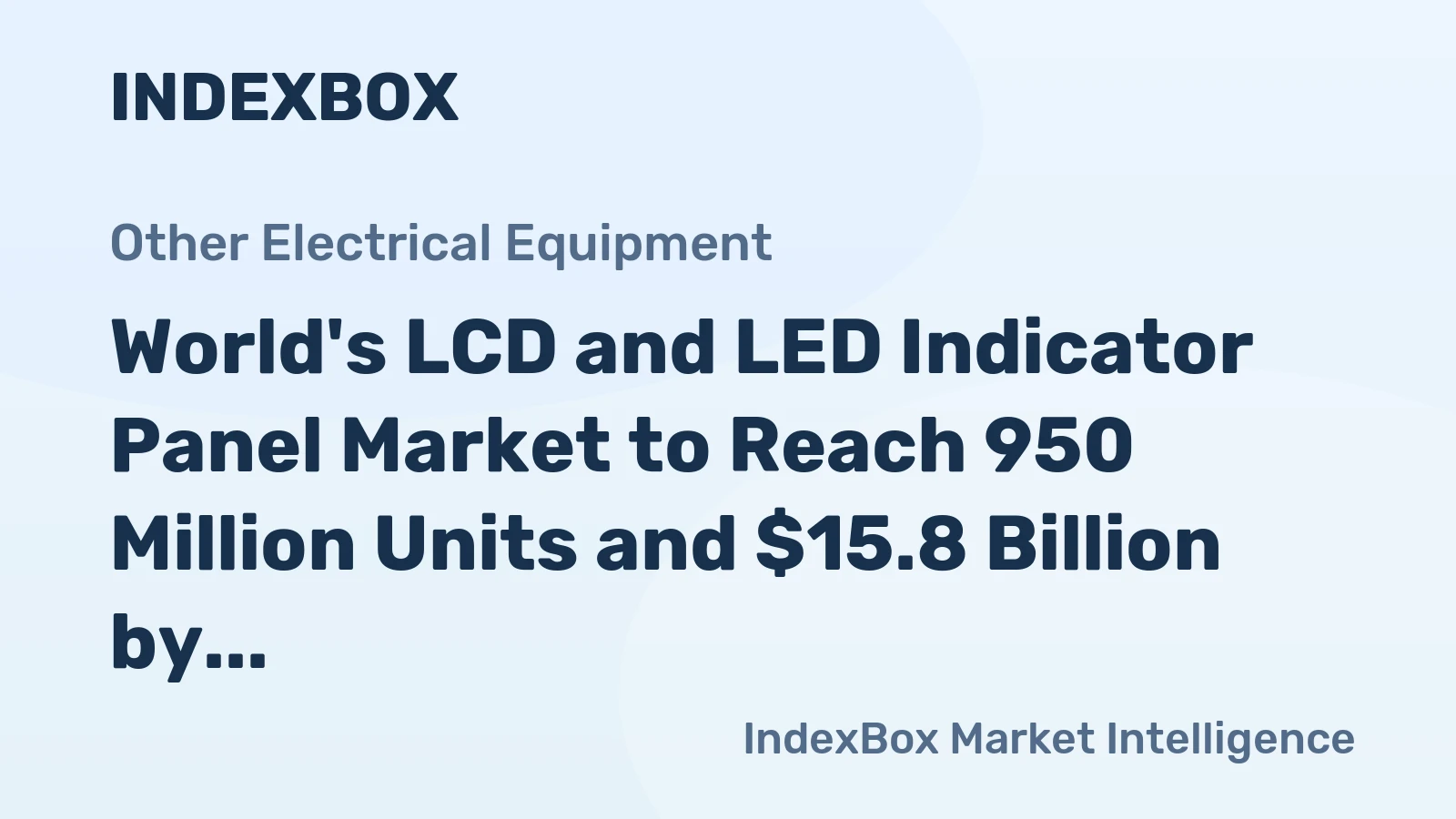 World's LCD and LED Indicator Panel Market to Reach 950 Million Units and $15.8 Billion by 2035