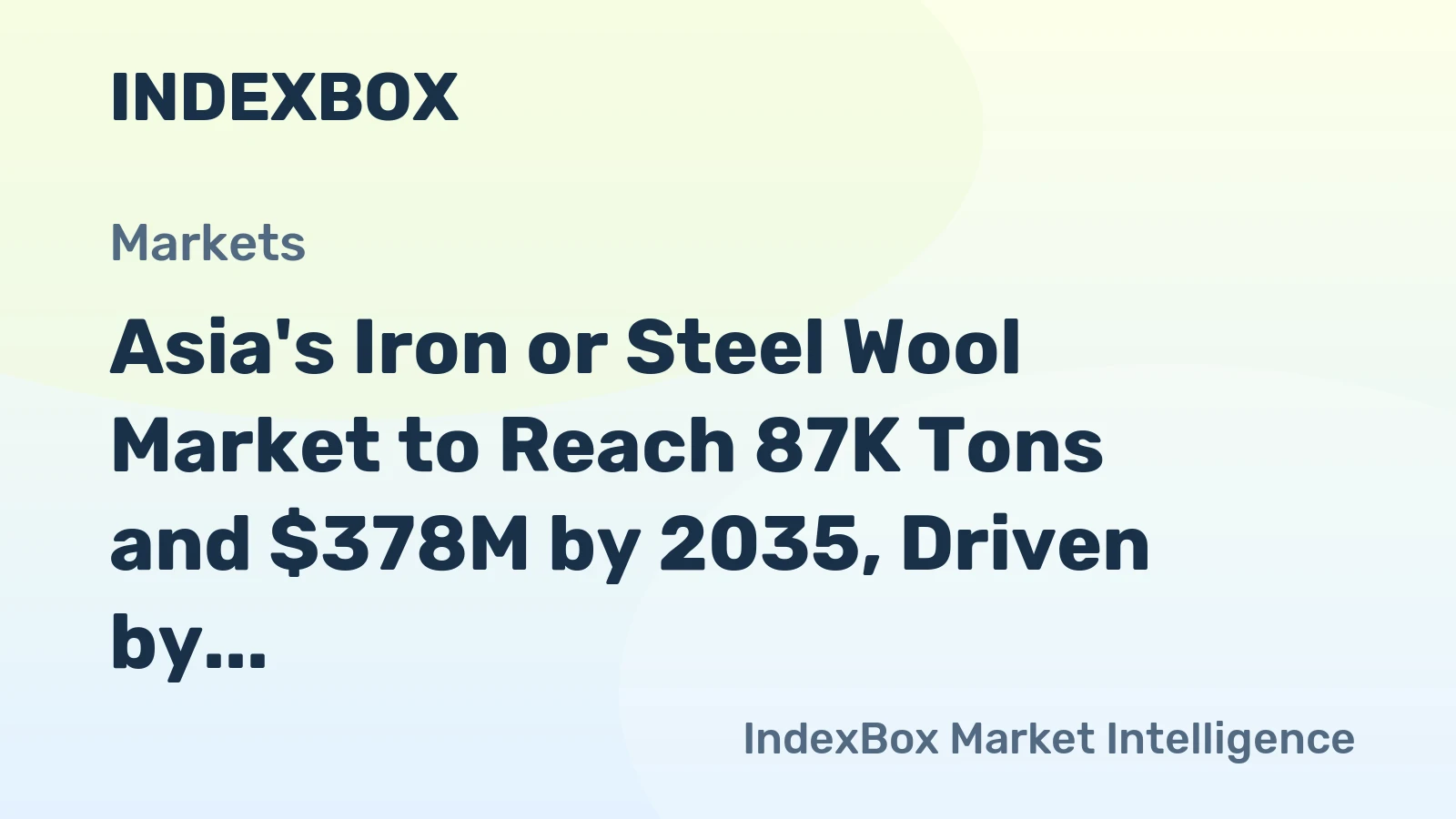 Asia's Iron or Steel Wool Market to Reach 87K Tons and $378M by 2035, Driven by Increasing Demand