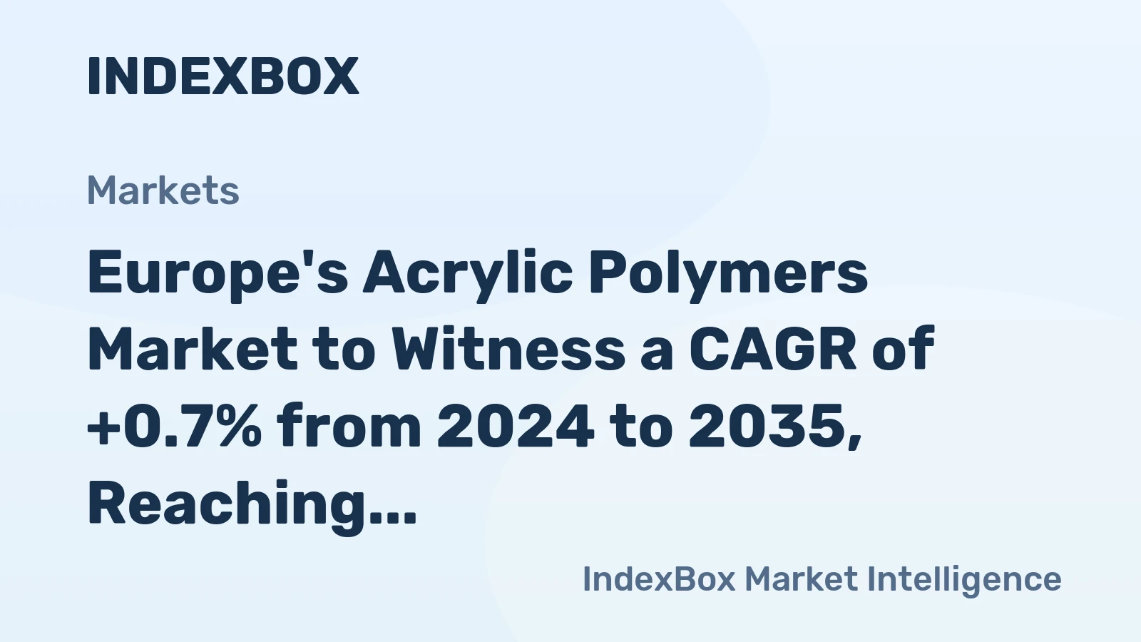 Europe's Acrylic Polymers Market to Witness a CAGR of +0.7% from 2024 to 2035, Reaching 4.3M Tons