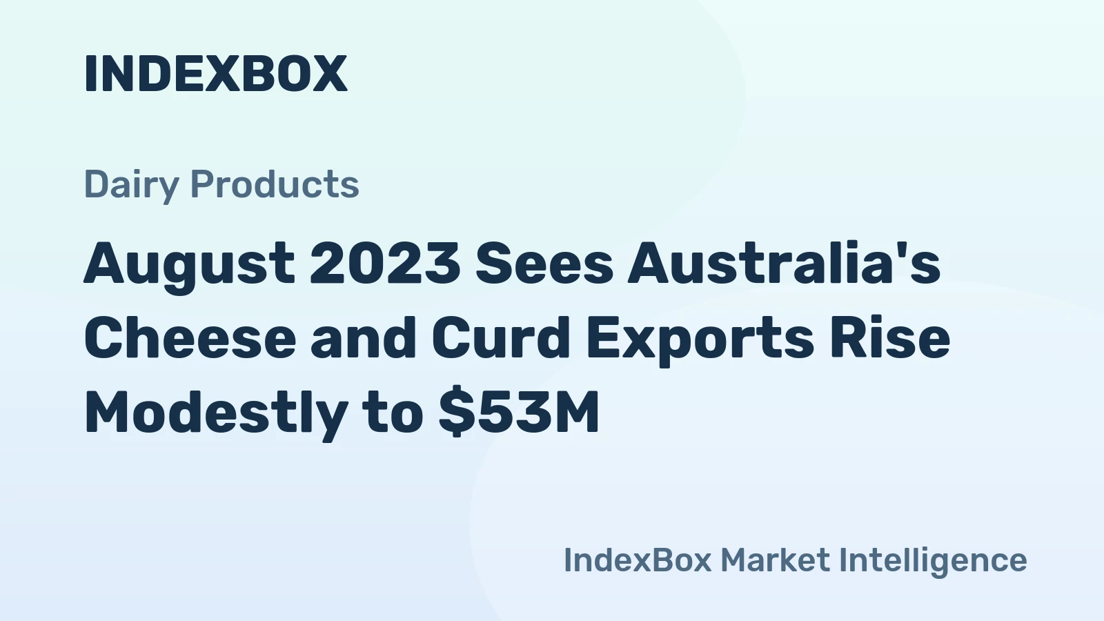 August 2023 Sees Australia's Cheese and Curd Exports Rise Modestly to $53M