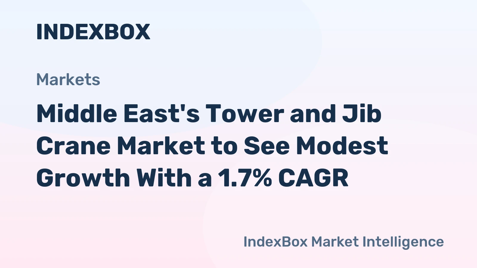 Middle East's Tower and Jib Crane Market to See Modest Growth With a 1.7% CAGR