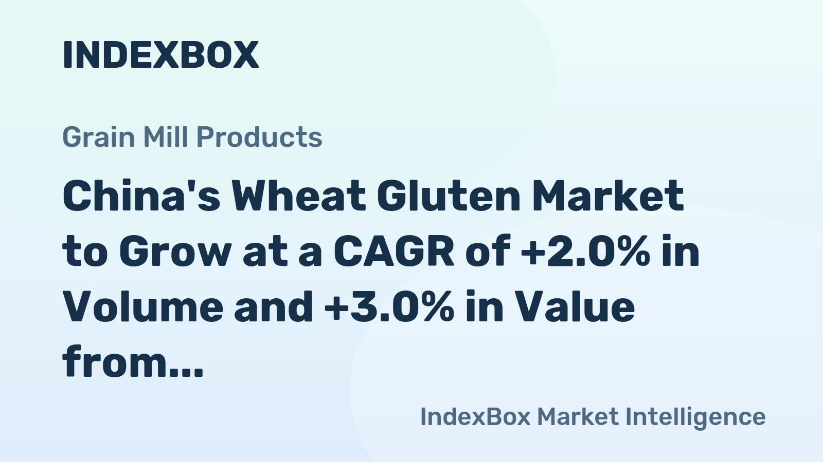 China's Wheat Gluten Market to Grow at a CAGR of +2.0% in Volume and +3.0% in Value from 2024 to 2035