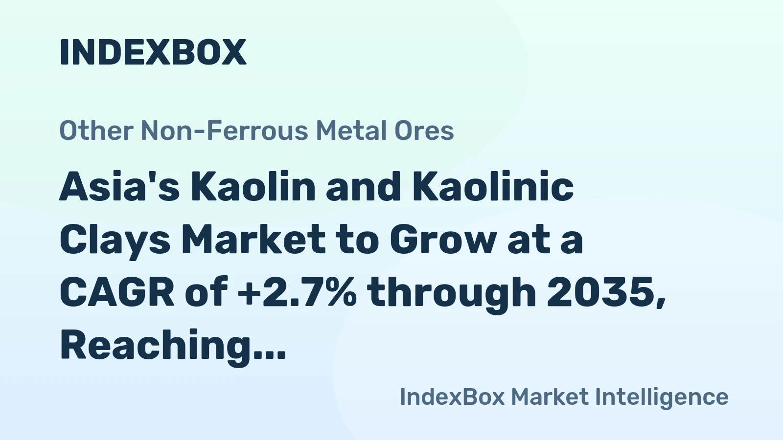 Asia's Kaolin and Kaolinic Clays Market to Grow at a CAGR of +2.7% through 2035, Reaching $2.2B in Value