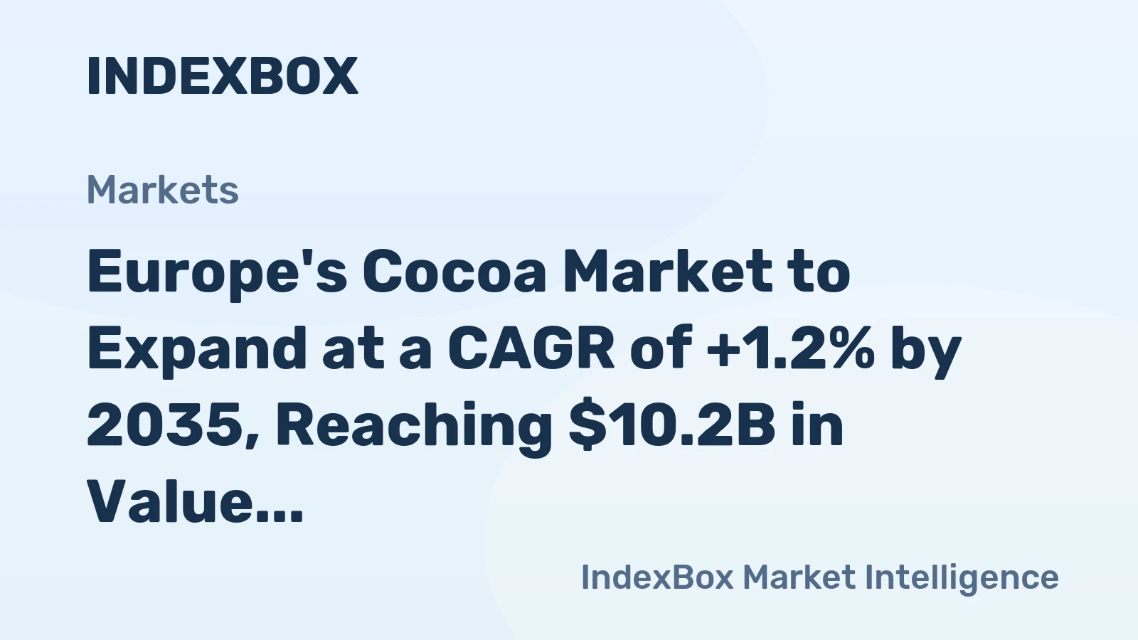 Europe's Cocoa Market to Expand at a CAGR of +1.2% by 2035, Reaching $10.2B in Value
