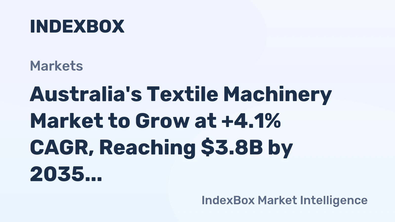 Australia's Textile Machinery Market to Grow at +4.1% CAGR, Reaching $3.8B by 2035