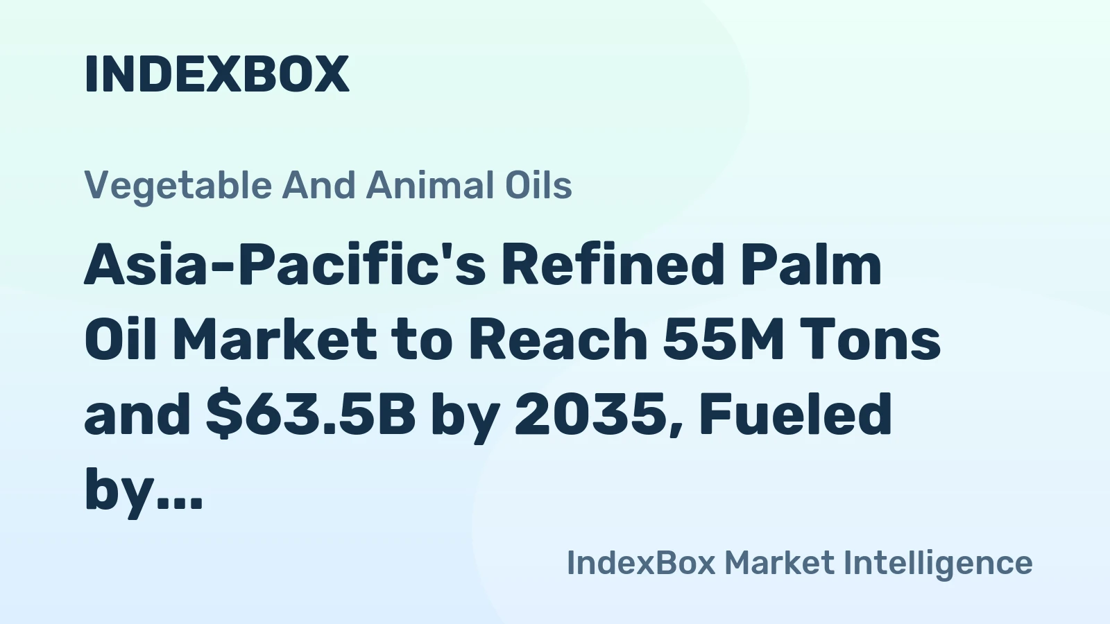 Asia-Pacific's Refined Palm Oil Market to Reach 55M Tons and $63.5B by 2035, Fueled by Growing Demand