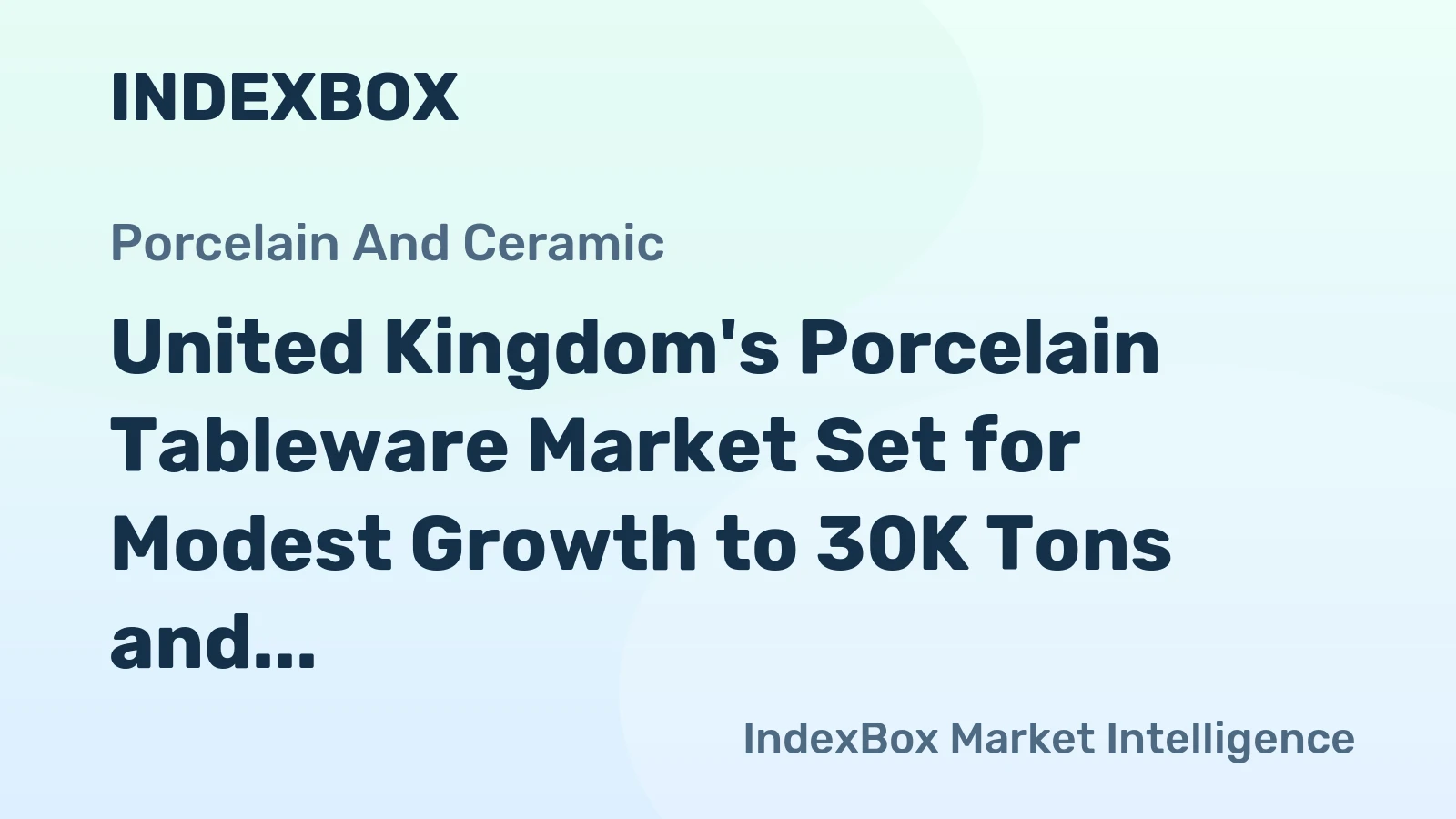 United Kingdom's Porcelain Tableware Market Set for Modest Growth to 30K Tons and $115M