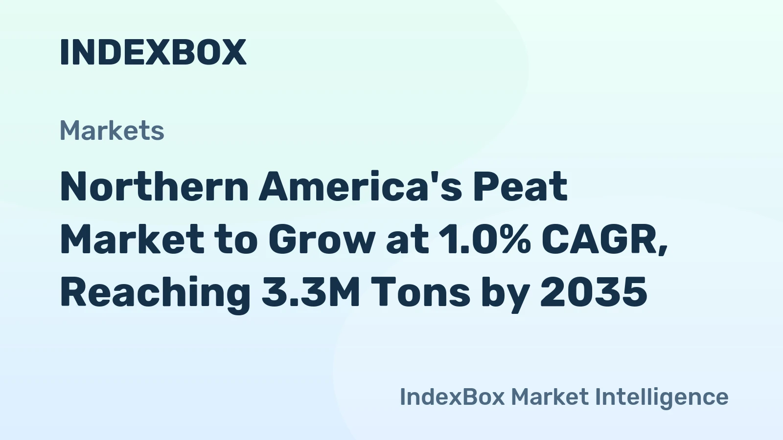 Northern America's Peat Market to Grow at 1.0% CAGR, Reaching 3.3M Tons by 2035