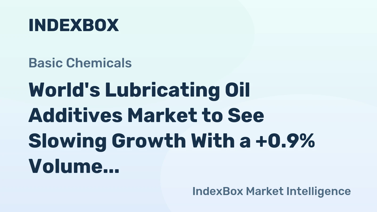 World's Lubricating Oil Additives Market to See Slowing Growth With a +0.9% Volume CAGR Through 2035