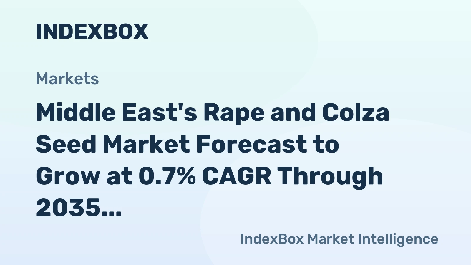 Middle East's Rape and Colza Seed Market Forecast to Grow at 0.7% CAGR Through 2035
