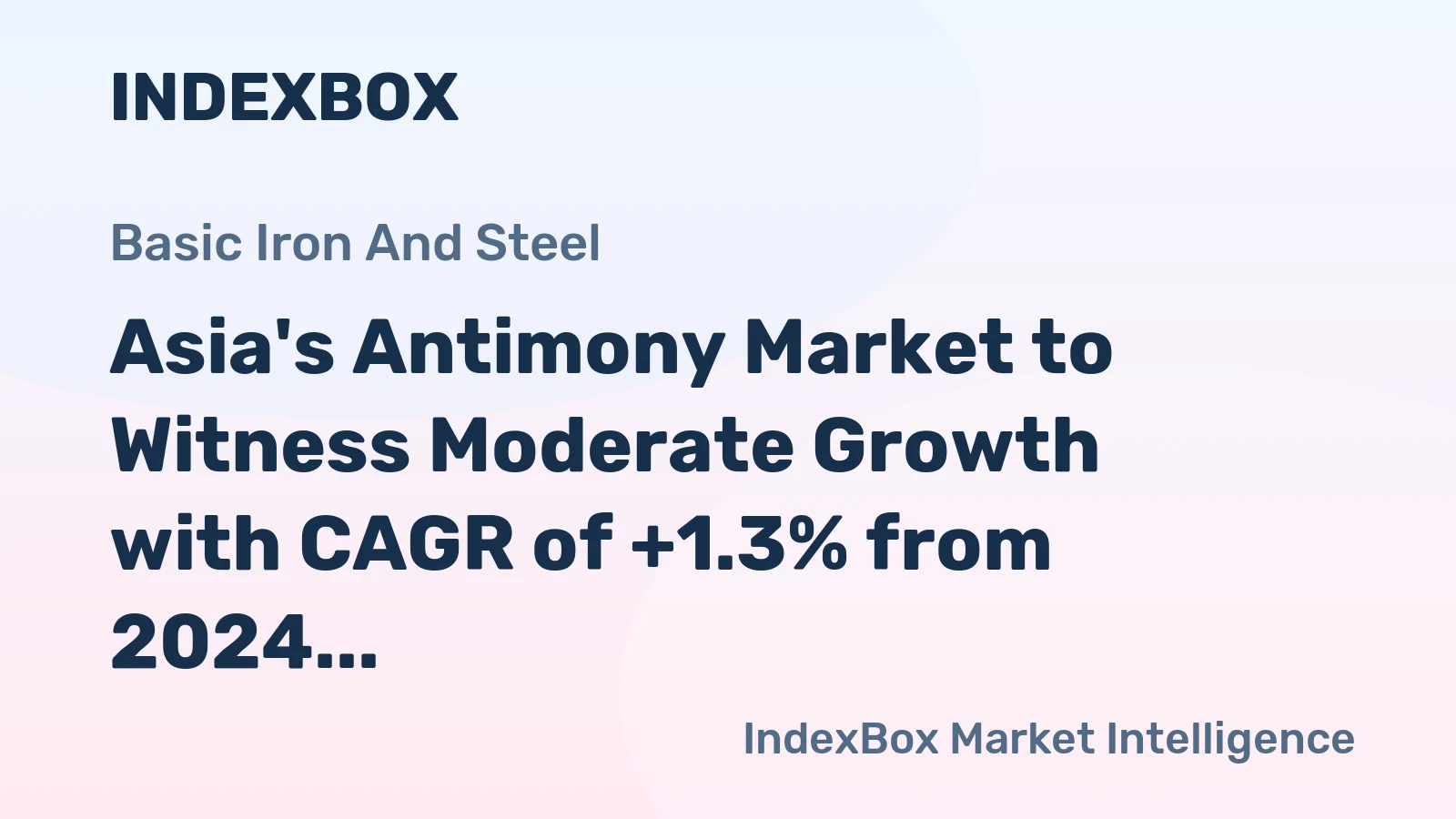 Asia's Antimony Market to Witness Moderate Growth with CAGR of +1.3% from 2024 to 2035