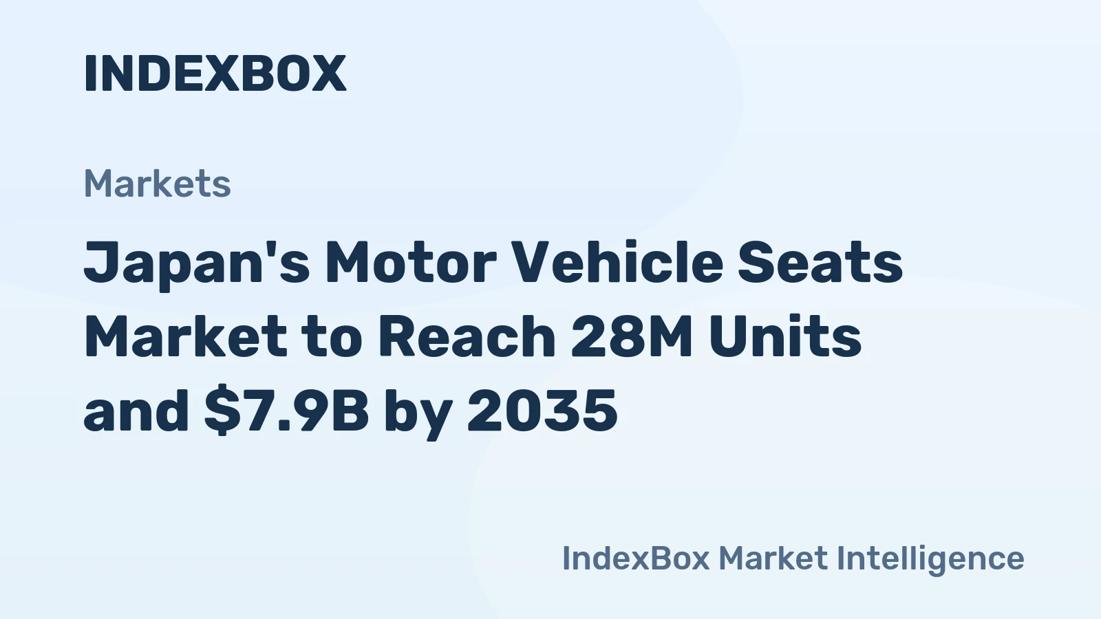 Japan's Motor Vehicle Seats Market to Reach 28M Units and $7.9B by 2035