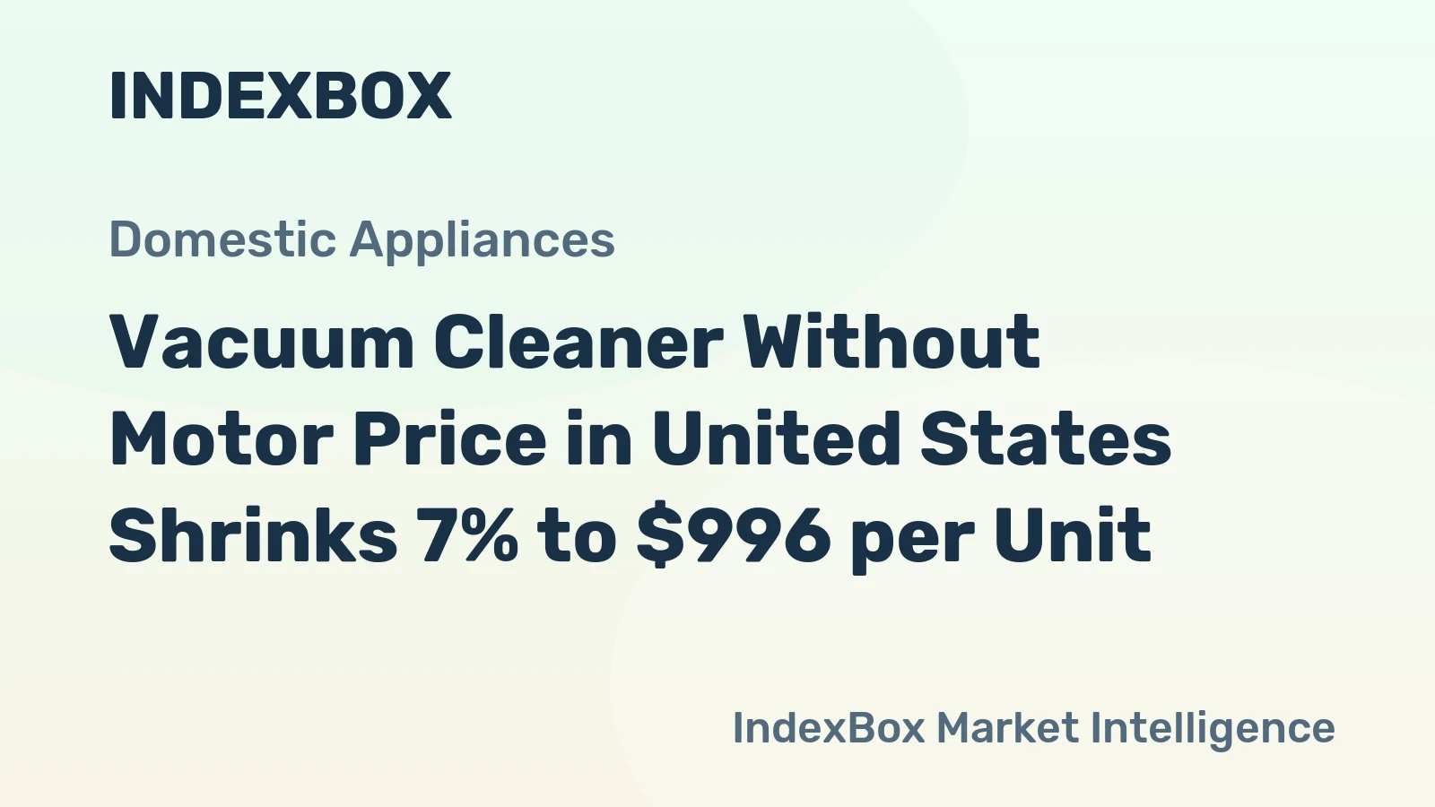 Vacuum Cleaner Without Motor Price in United States Shrinks 7% to $996 per Unit