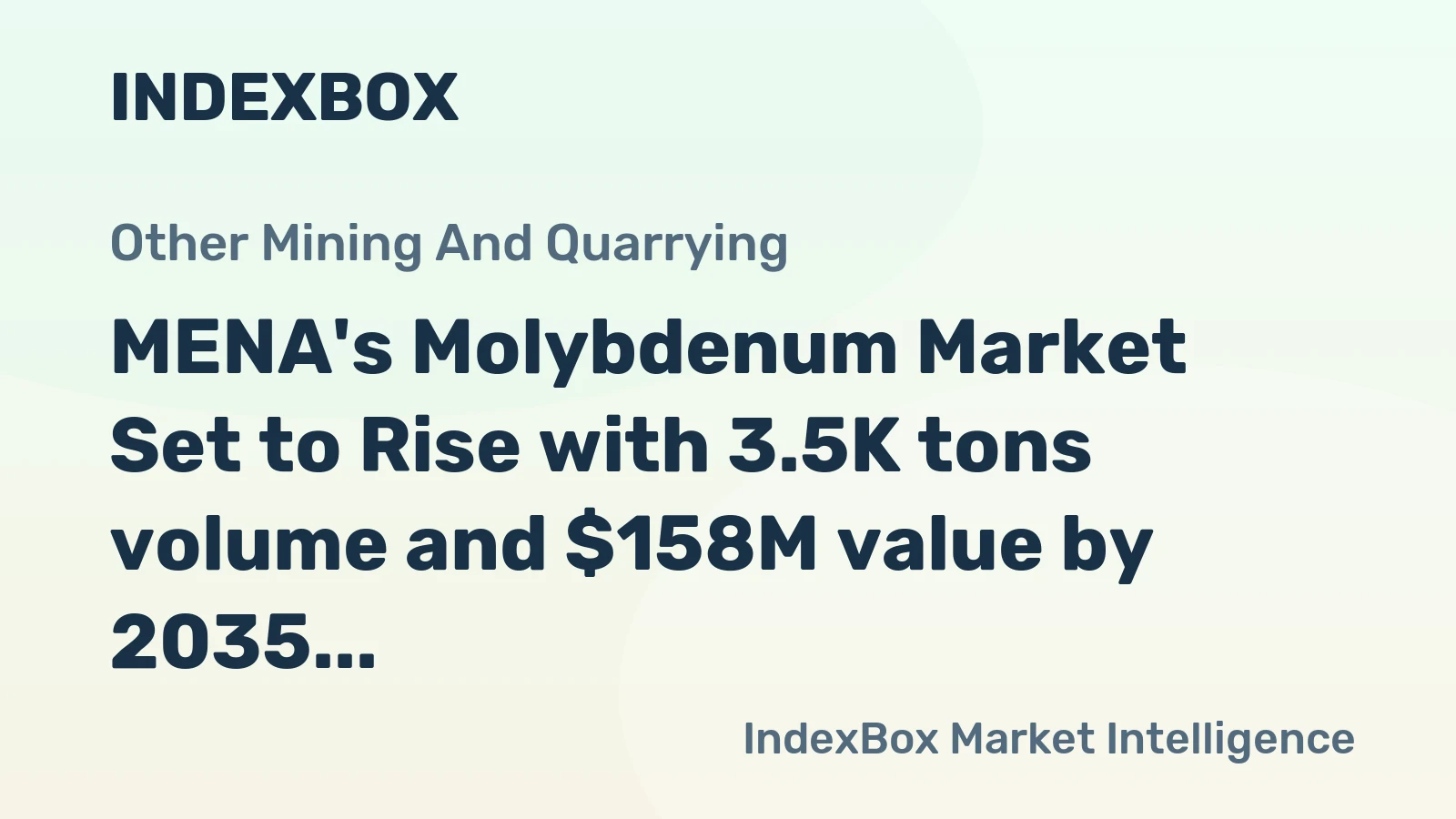 MENA's Molybdenum Market Set to Rise with 3.5K tons volume and $158M value by 2035