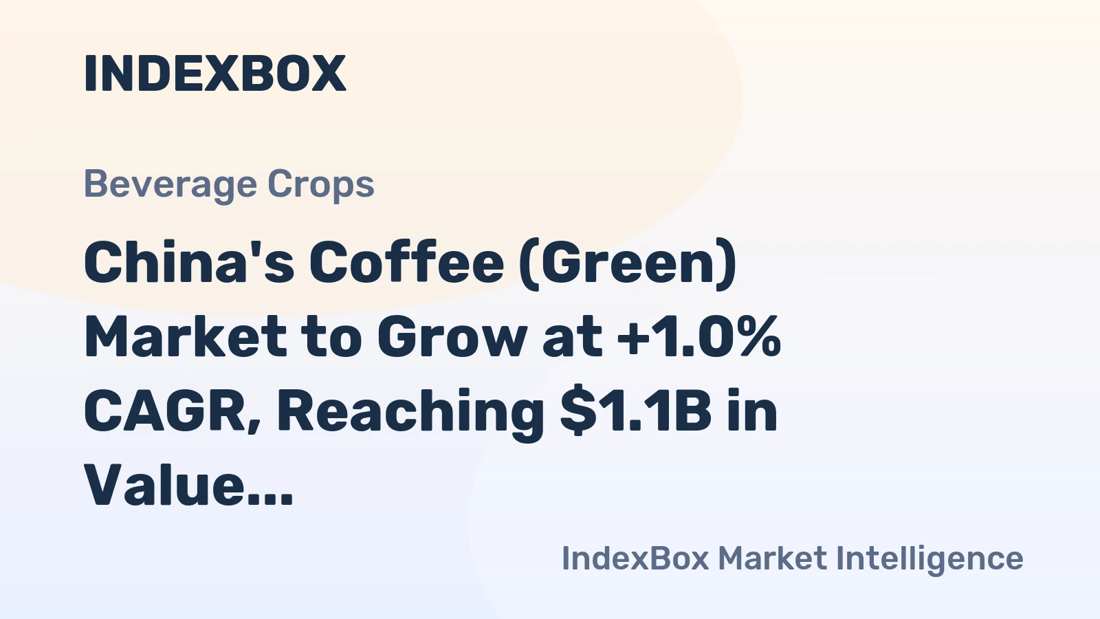 China's Coffee (Green) Market to Grow at +1.0% CAGR, Reaching $1.1B in Value by 2035