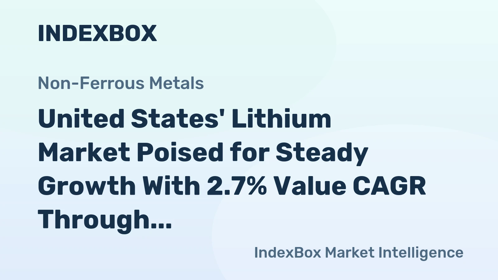 United States' Lithium Market Poised for Steady Growth With 2.7% Value CAGR Through 2035