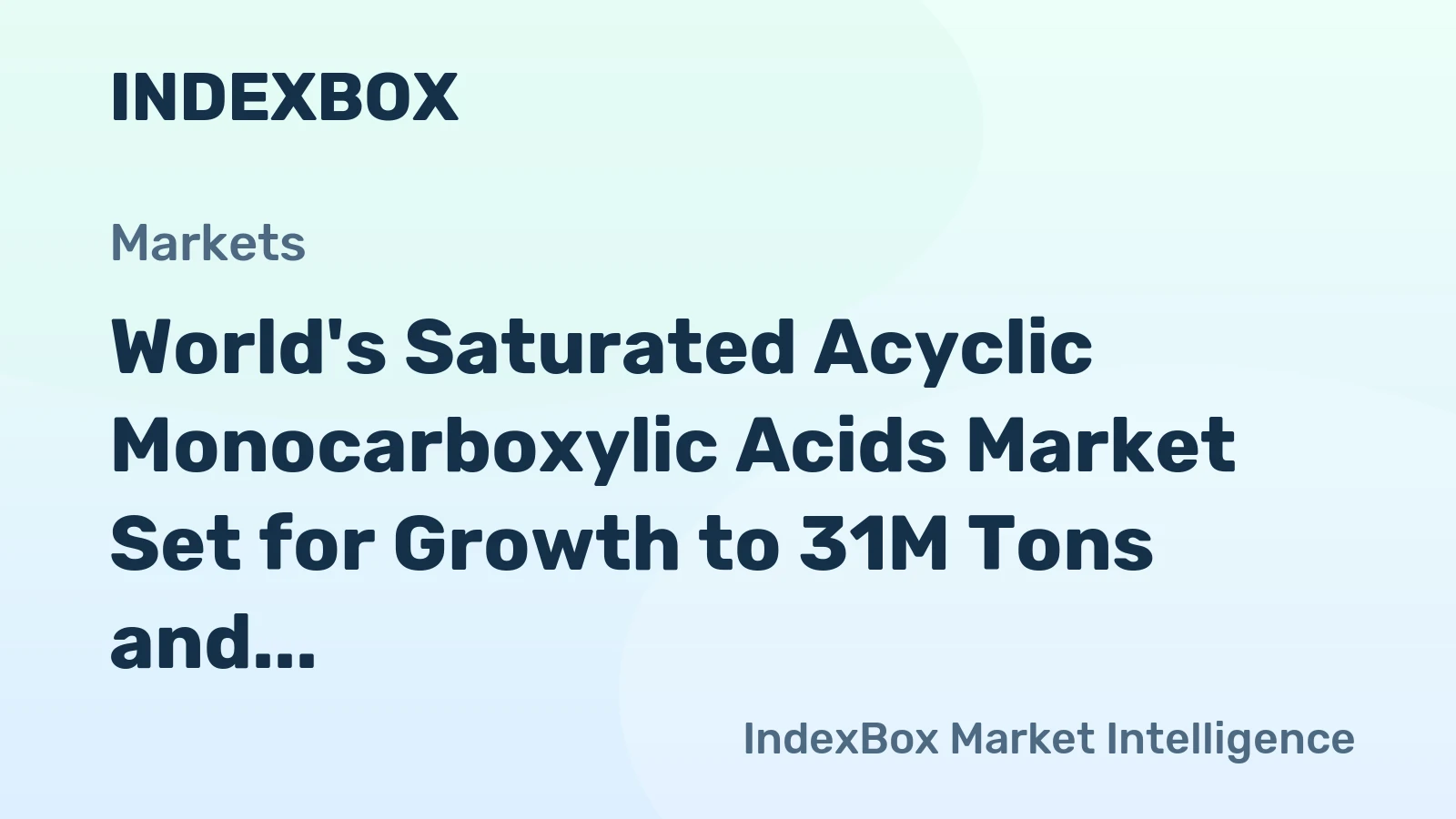 World's Saturated Acyclic Monocarboxylic Acids Market Set for Growth to 31M Tons and $53.1B by 2035