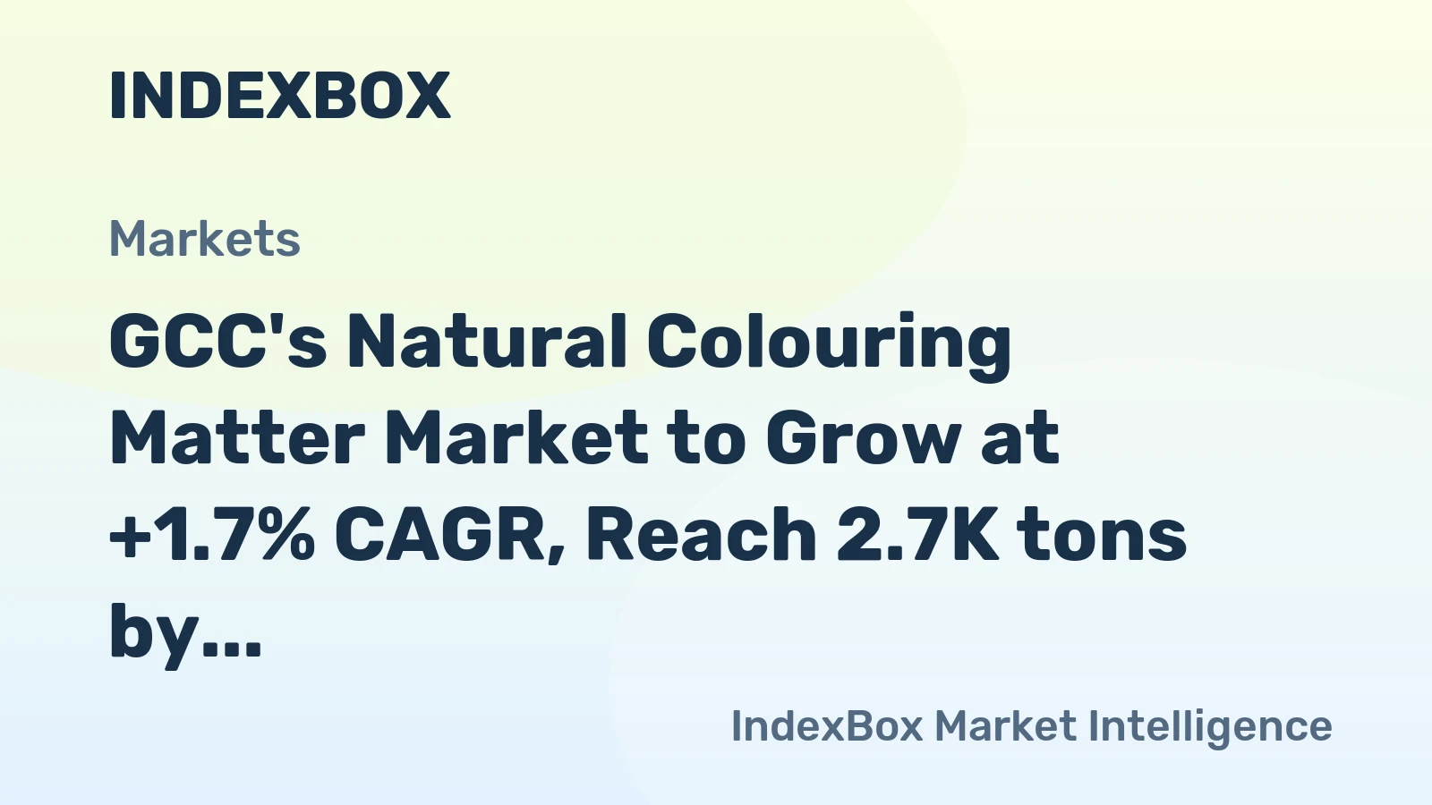GCC's Natural Colouring Matter Market to Grow at +1.7% CAGR, Reach 2.7K tons by 2035, Valued at $29M