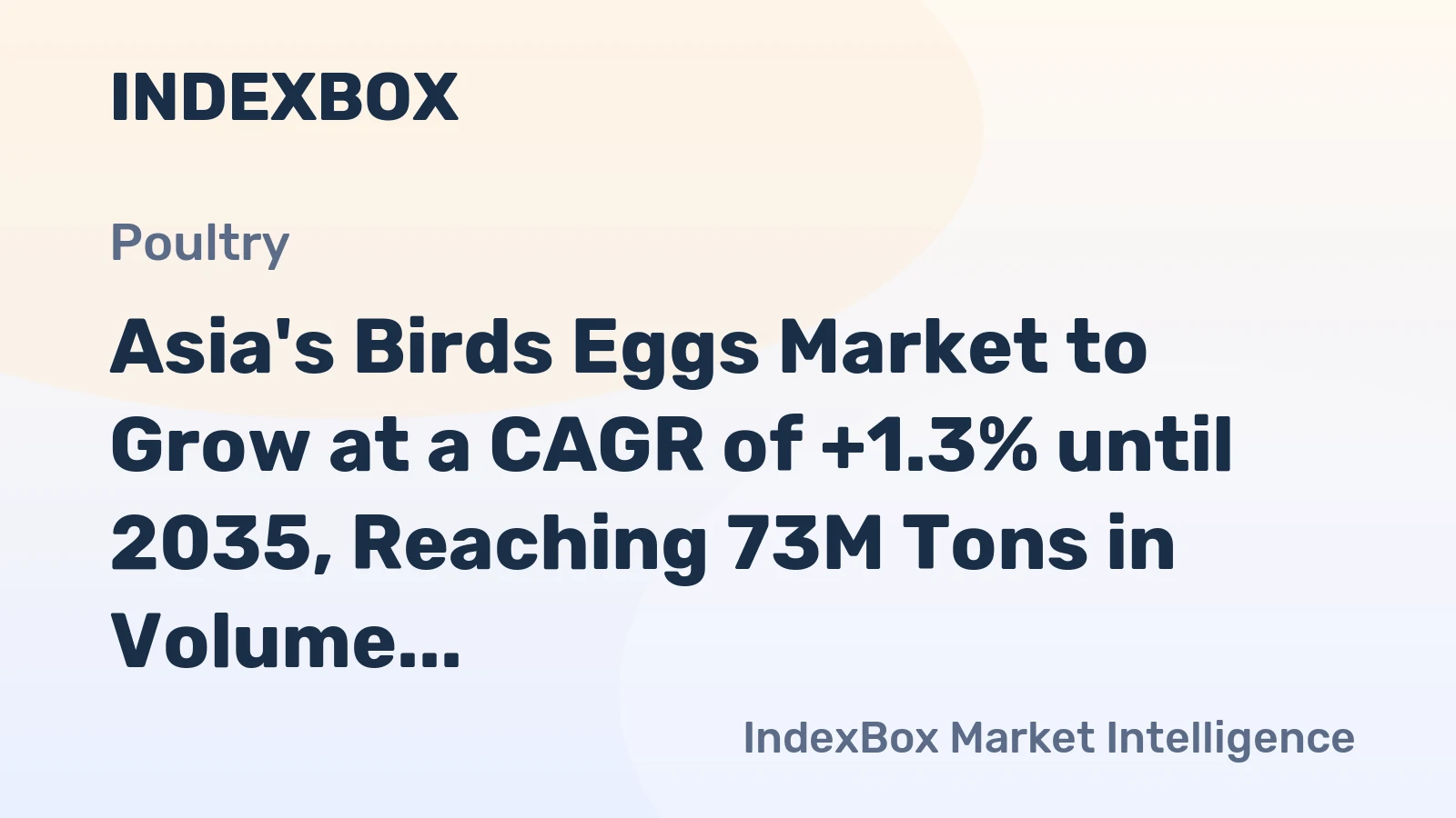 Asia's Birds Eggs Market to Grow at a CAGR of +1.3% until 2035, Reaching 73M Tons in Volume and $169.5B in Value