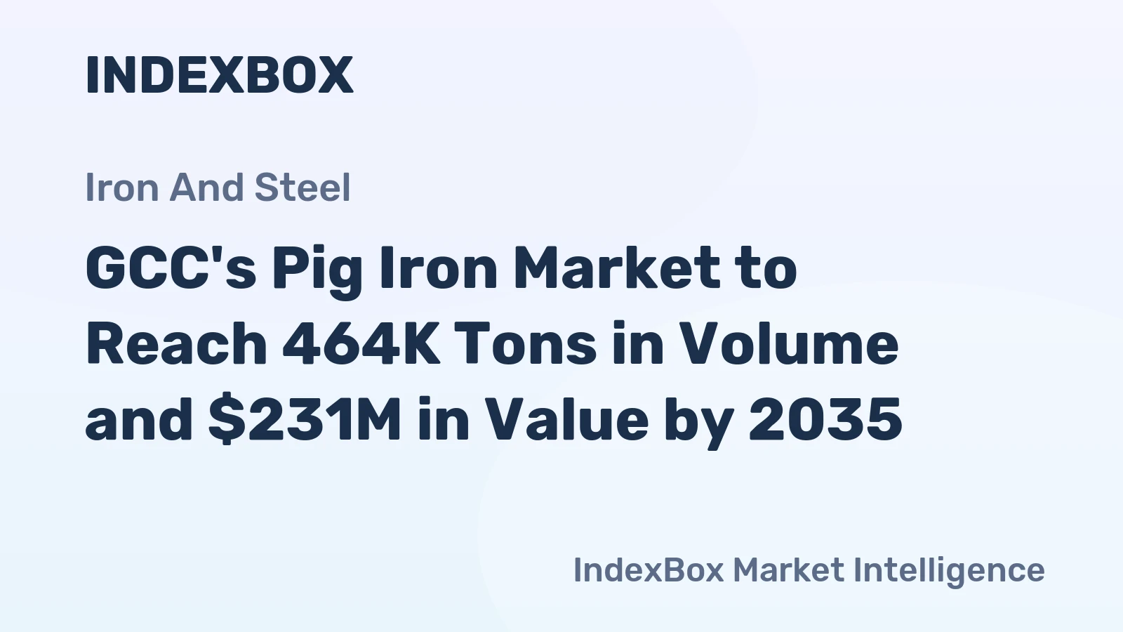 GCC's Pig Iron Market to Reach 464K Tons in Volume and $231M in Value by 2035