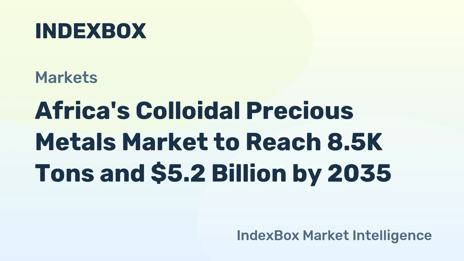 Africa's Colloidal Precious Metals Market to Reach 8.5K Tons and $5.2 Billion by 2035