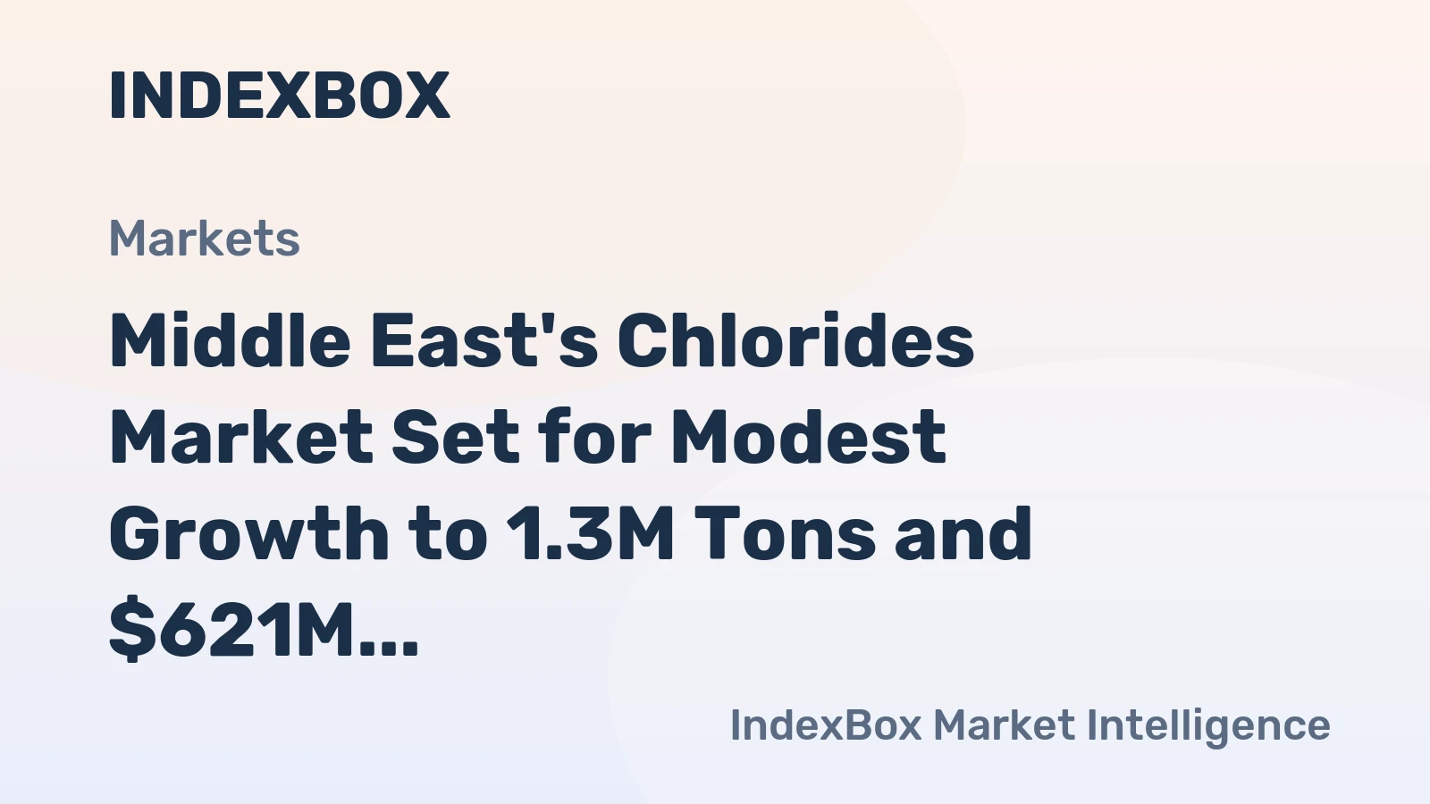 Middle East's Chlorides Market Set for Modest Growth to 1.3M Tons and $621M by 2035