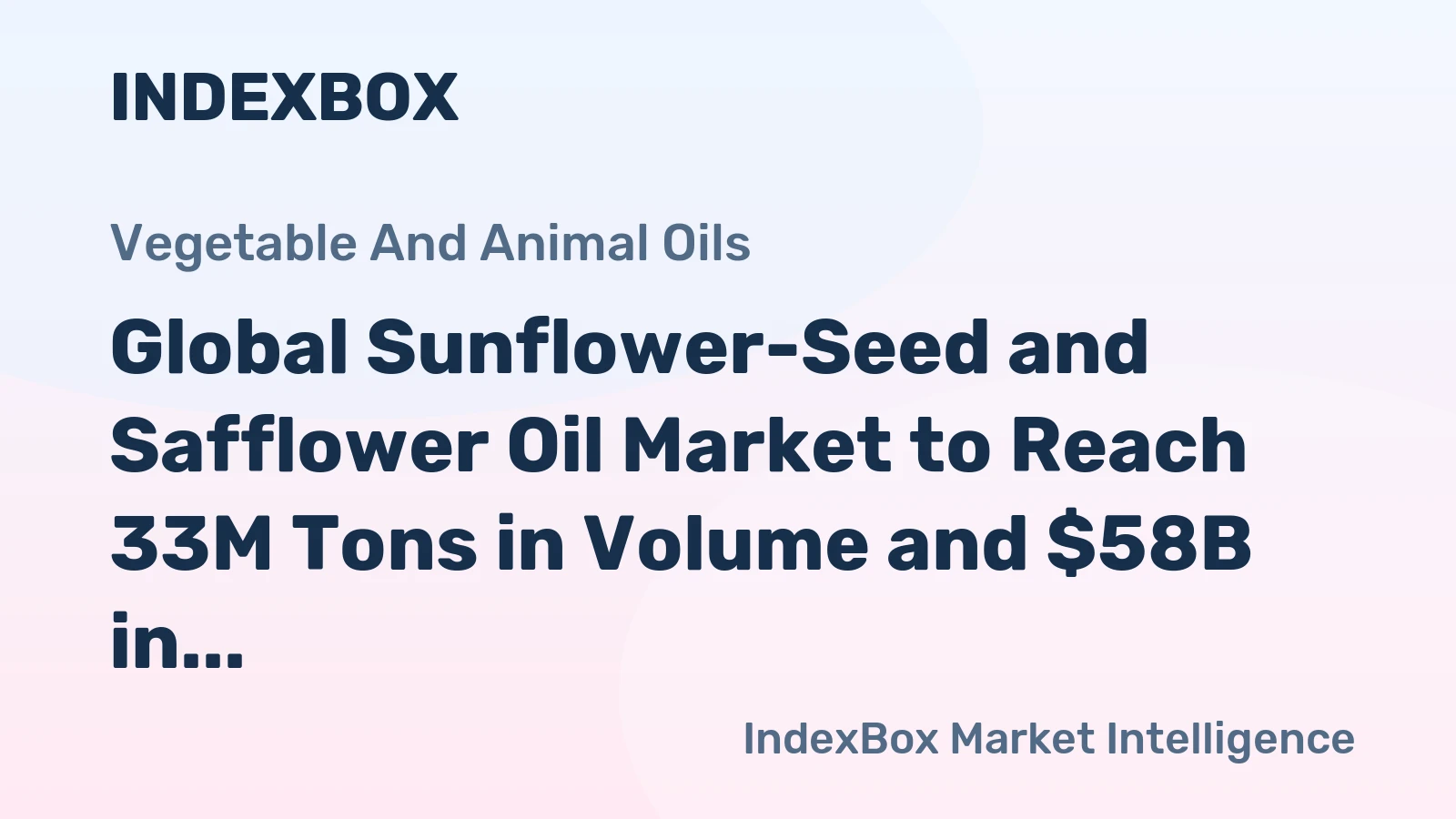 Global Sunflower-Seed and Safflower Oil Market to Reach 33M Tons in Volume and $58B in Value by 2030