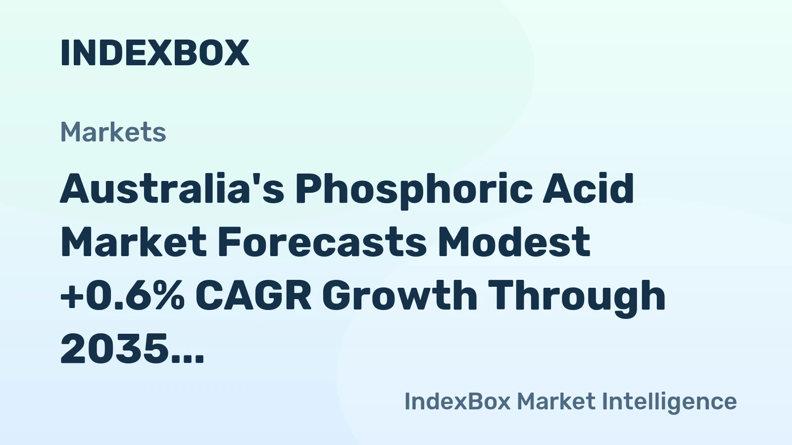 Australia's Phosphoric Acid Market Forecasts Modest +0.6% CAGR Growth Through 2035