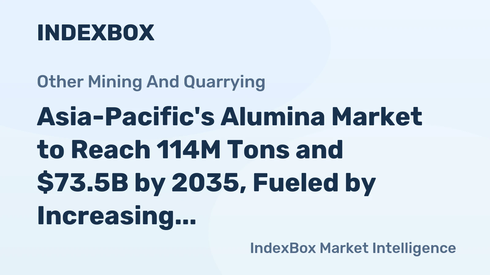 Asia-Pacific's Alumina Market to Reach 114M Tons and $73.5B by 2035, Fueled by Increasing Demand