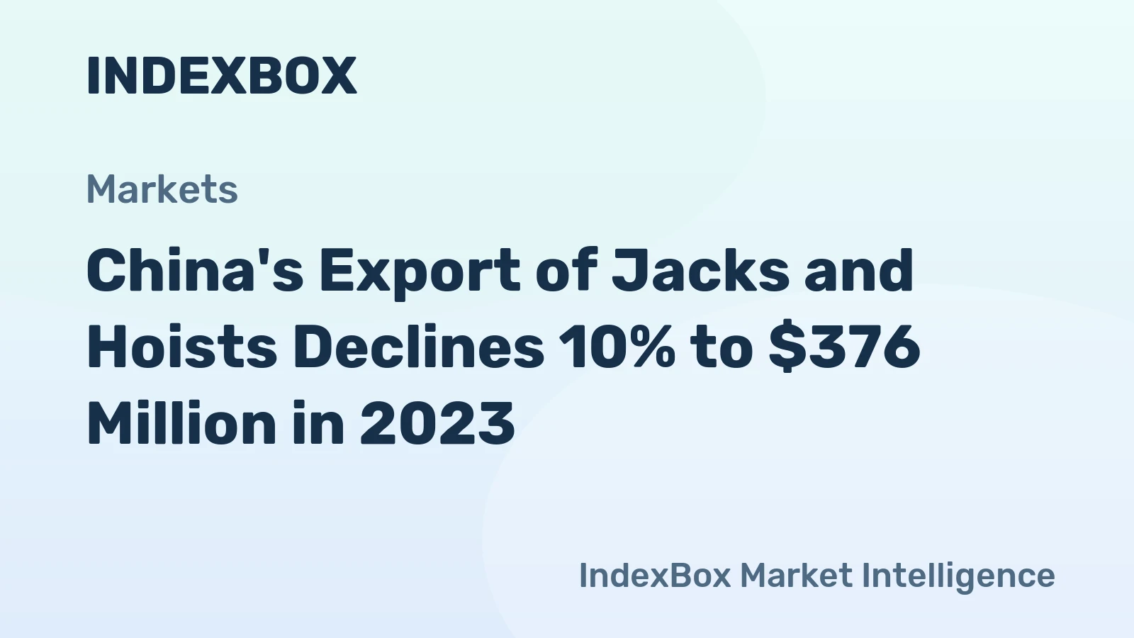 China's Export of Jacks and Hoists Declines 10% to $376 Million in 2023