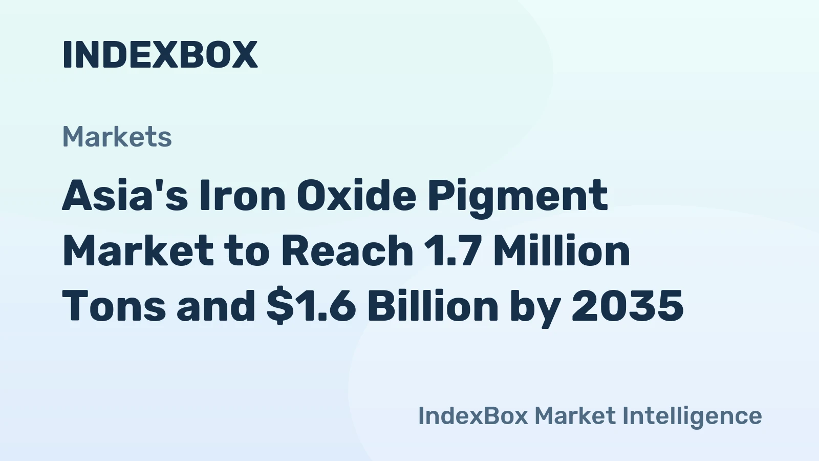 Asia's Iron Oxide Pigment Market to Reach 1.7 Million Tons and $1.6 Billion by 2035