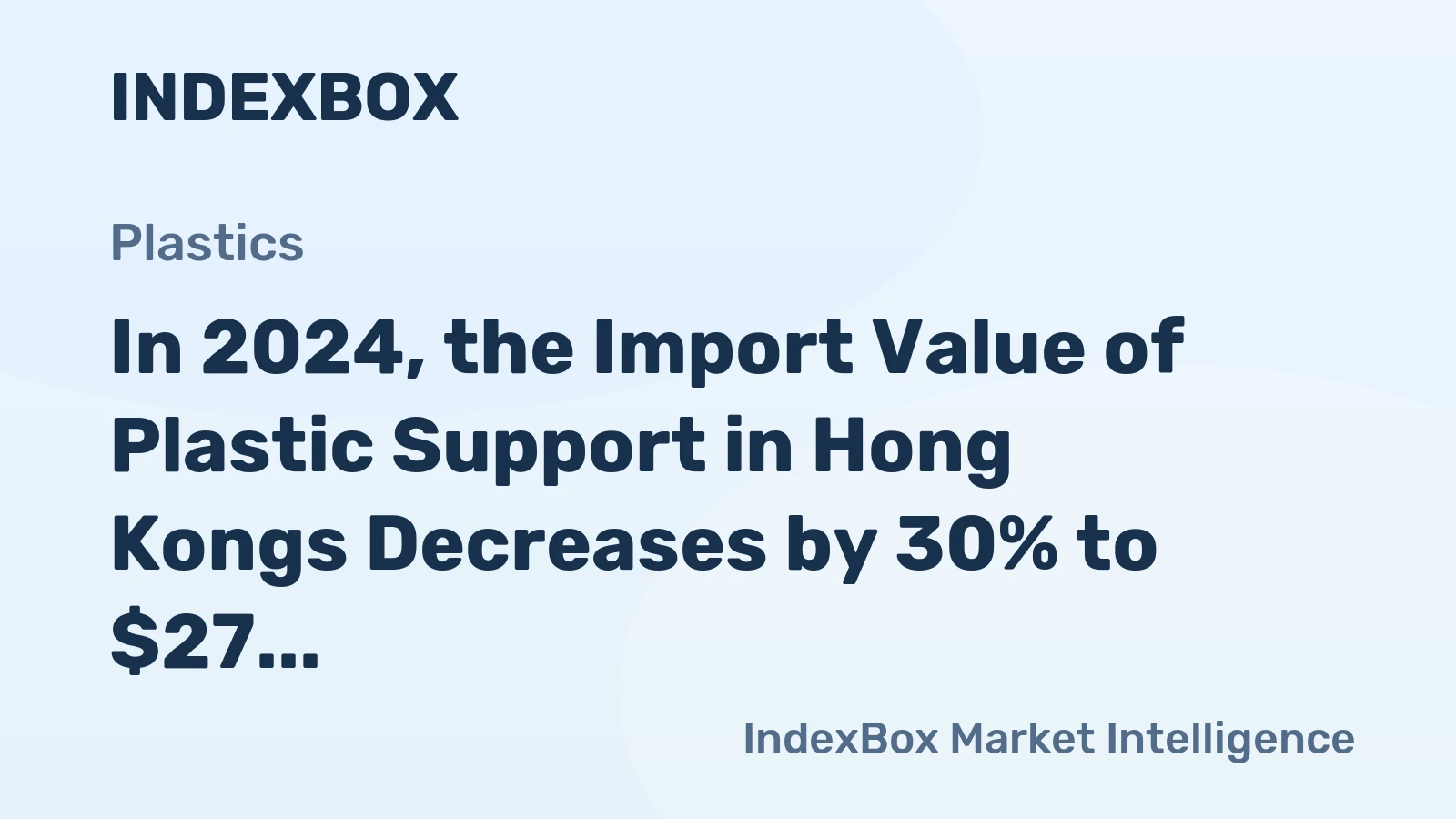 In 2024, the Import Value of Plastic Support in Hong Kongs Decreases by 30% to $27 Million.