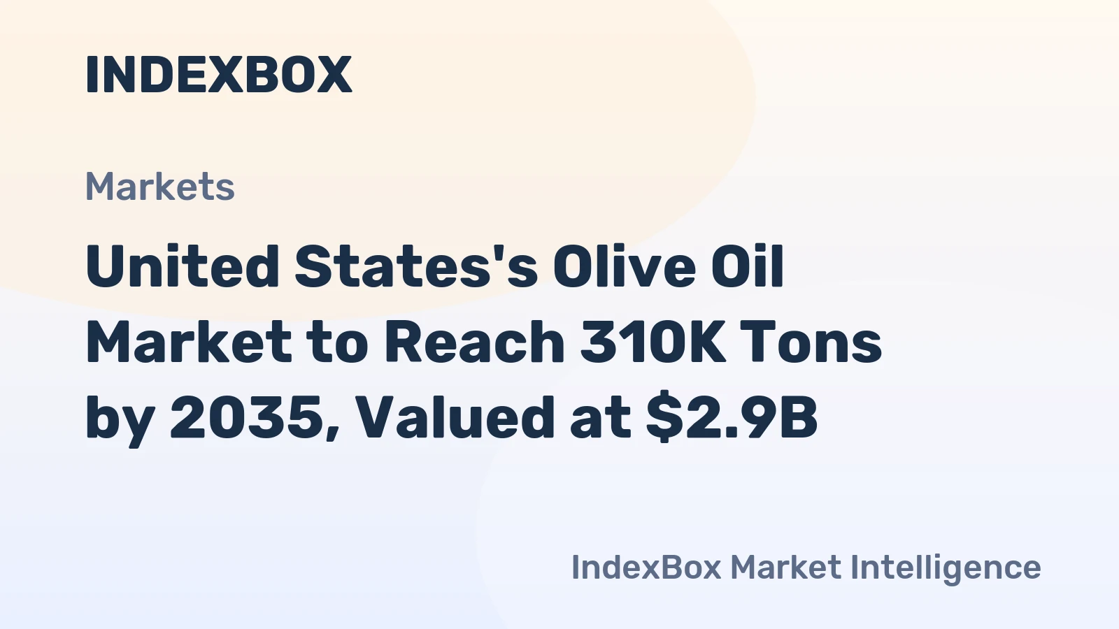 United States's Olive Oil Market to Reach 310K Tons by 2035, Valued at $2.9B