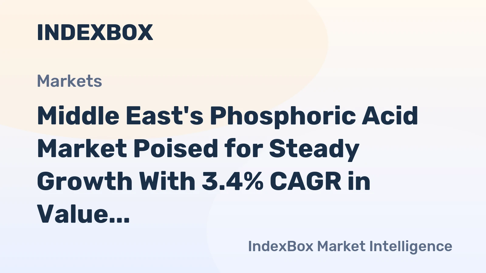 Middle East's Phosphoric Acid Market Poised for Steady Growth With 3.4% CAGR in Value Through 2035