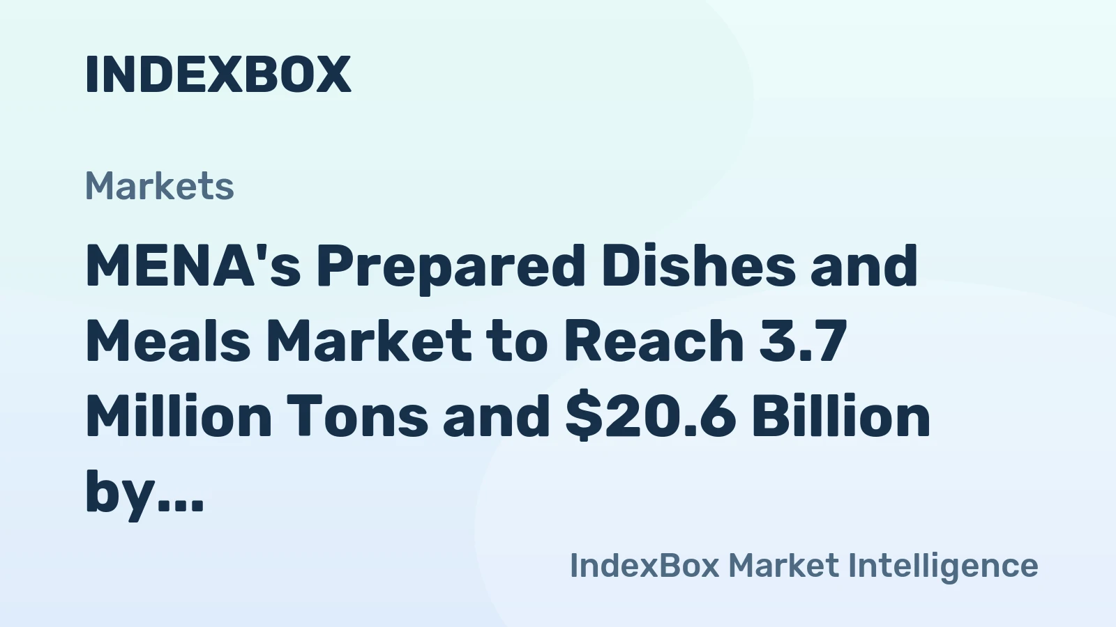 MENA's Prepared Dishes and Meals Market to Reach 3.7 Million Tons and $20.6 Billion by 2035