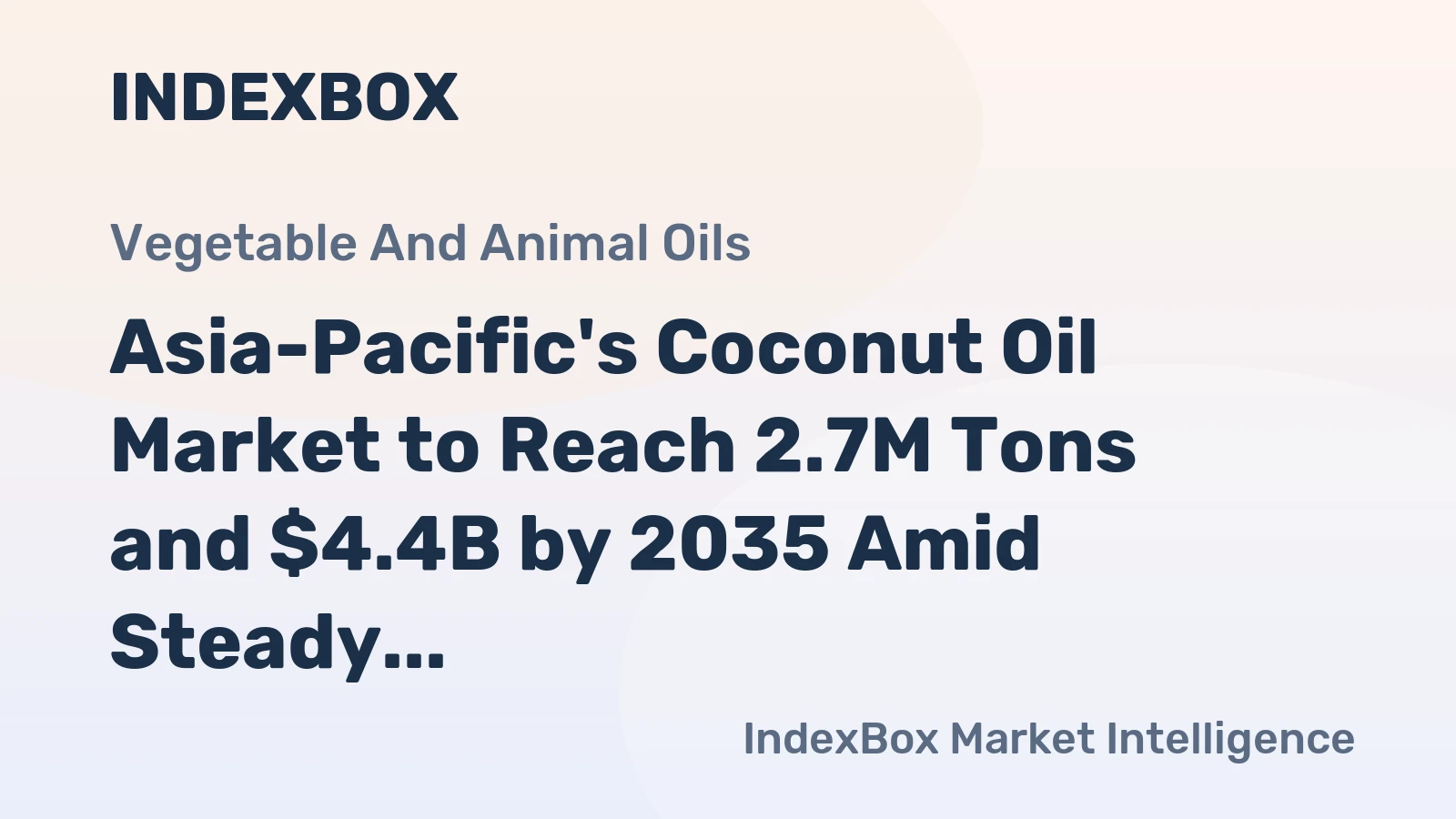 Asia-Pacific's Coconut Oil Market to Reach 2.7M Tons and $4.4B by 2035 Amid Steady Growth