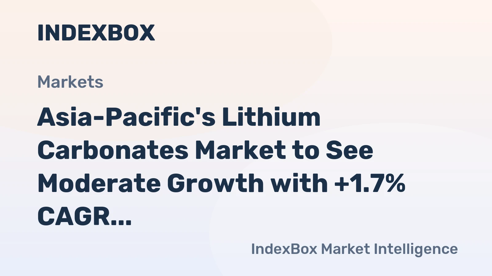 Asia-Pacific's Lithium Carbonates Market to See Moderate Growth with +1.7% CAGR Through 2035