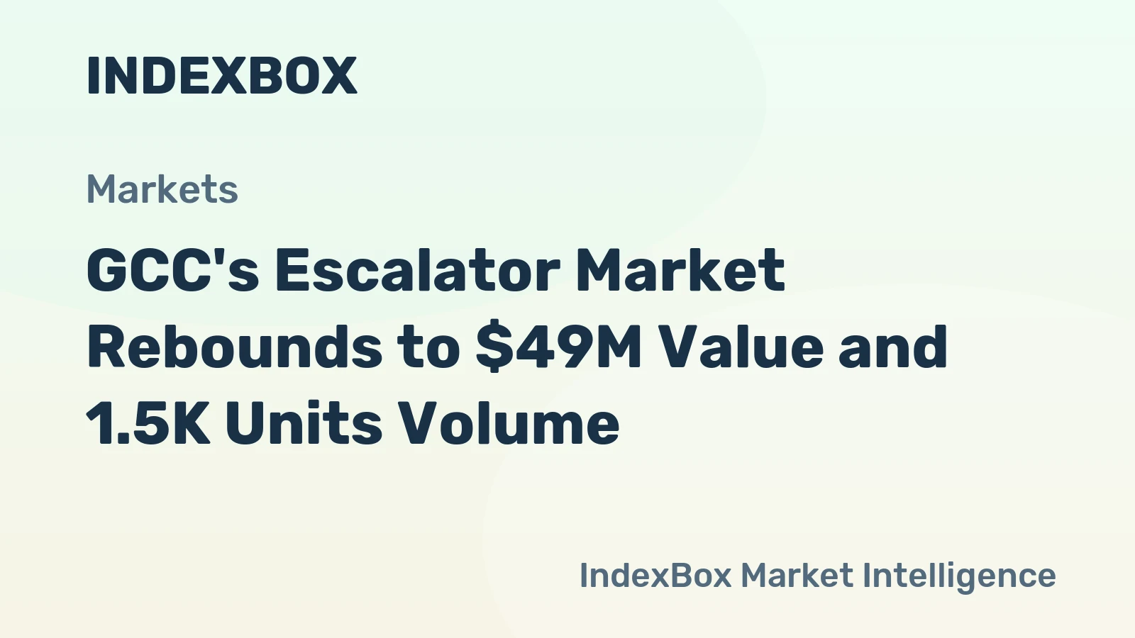 GCC's Escalator Market Rebounds to $49M Value and 1.5K Units Volume