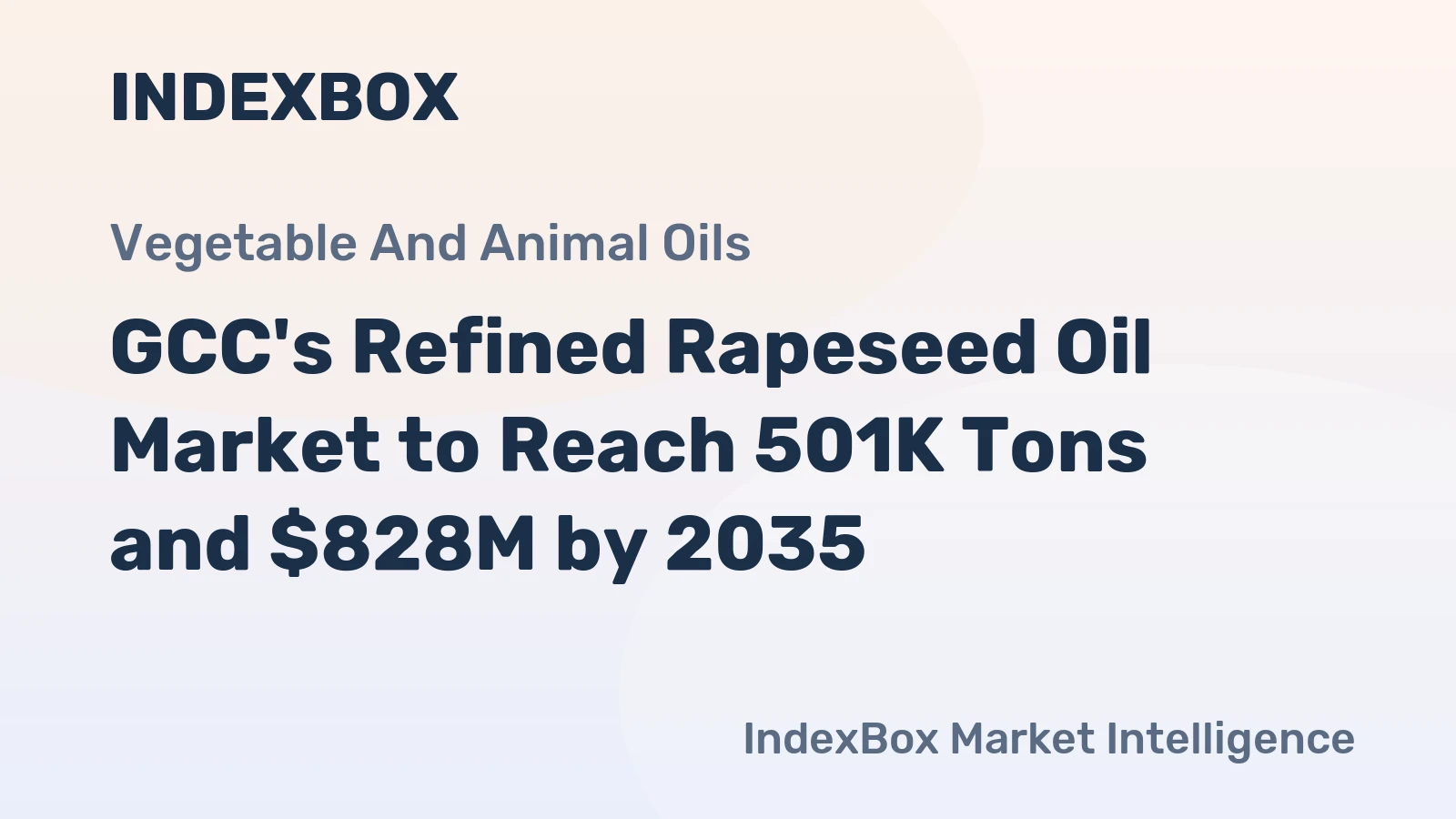 GCC's Refined Rapeseed Oil Market to Reach 501K Tons and $828M by 2035