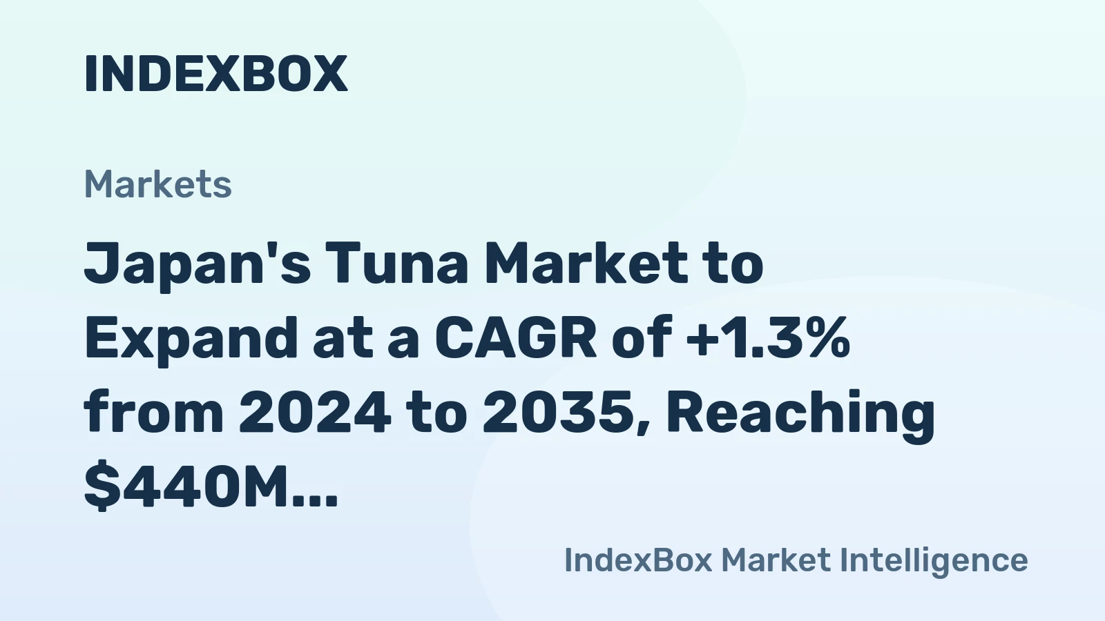 Japan's Tuna Market to Expand at a CAGR of +1.3% from 2024 to 2035, Reaching $440M by 2035