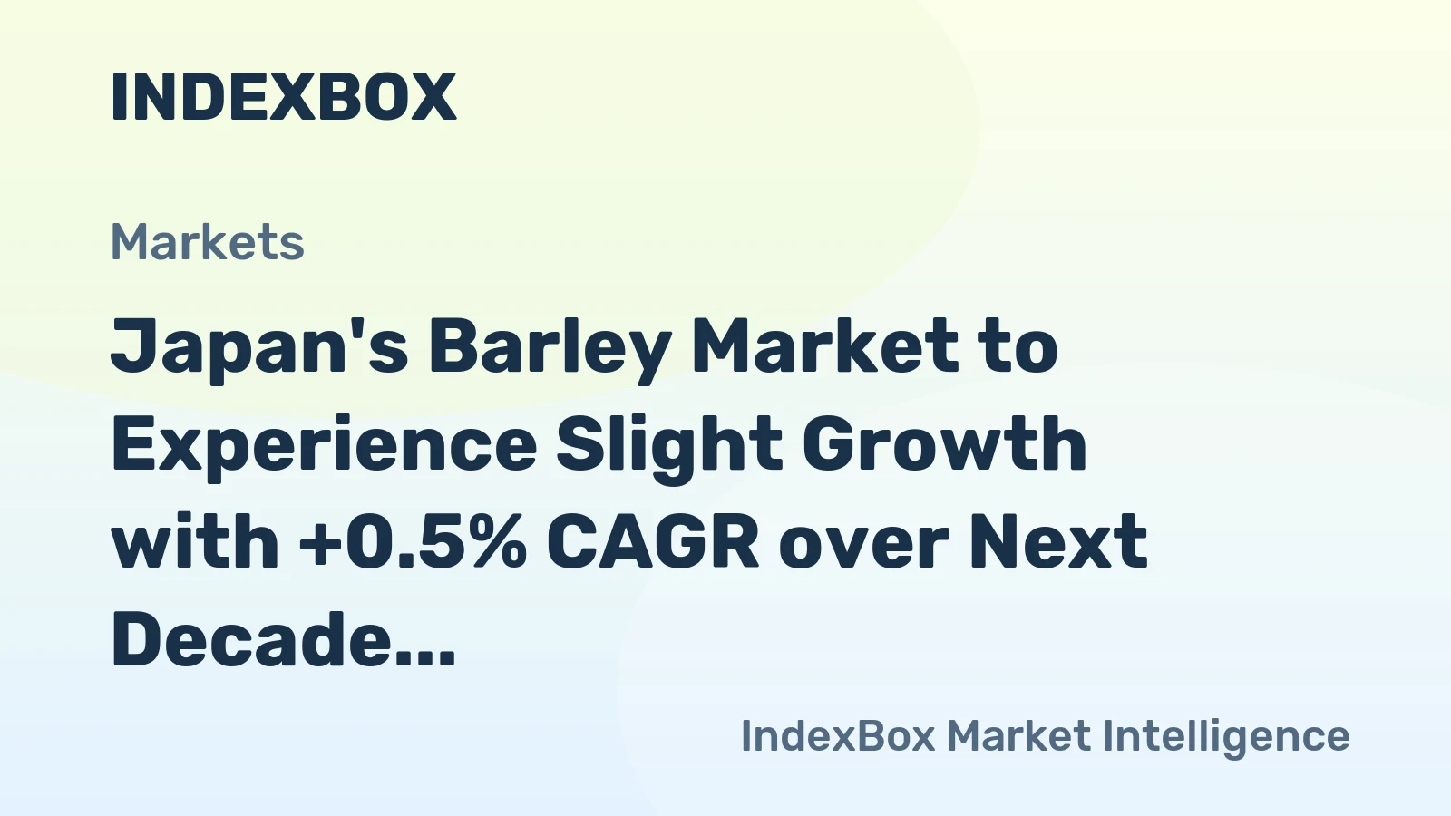 Japan's Barley Market to Experience Slight Growth with +0.5% CAGR over Next Decade