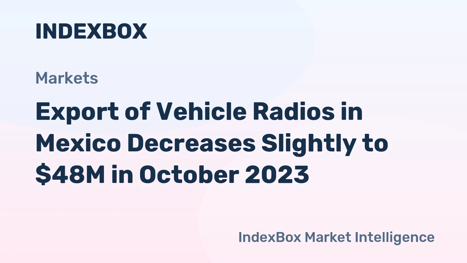 Export of Vehicle Radios in Mexico Decreases Slightly to $48M in October 2023