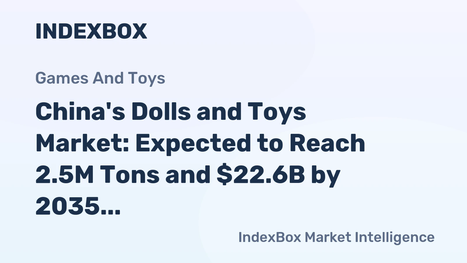 China's Dolls and Toys Market: Expected to Reach 2.5M Tons and $22.6B by 2035 with +6.7% Volume Growth and +6.8% Value Growth Forecast