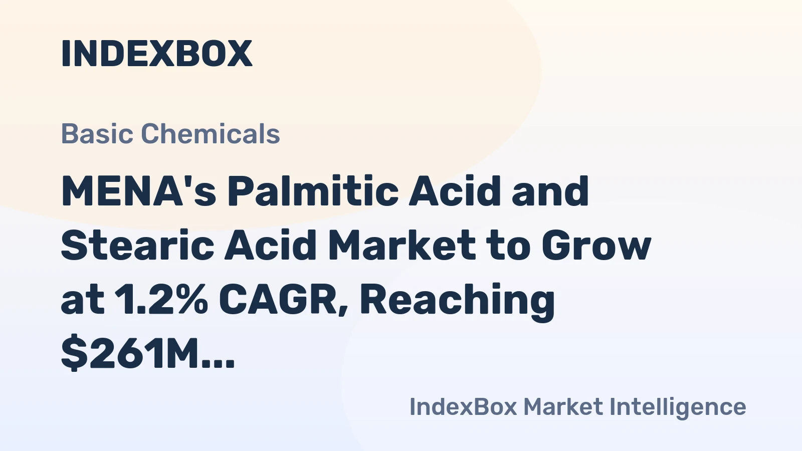 MENA's Palmitic Acid and Stearic Acid Market to Grow at 1.2% CAGR, Reaching $261M by 2035